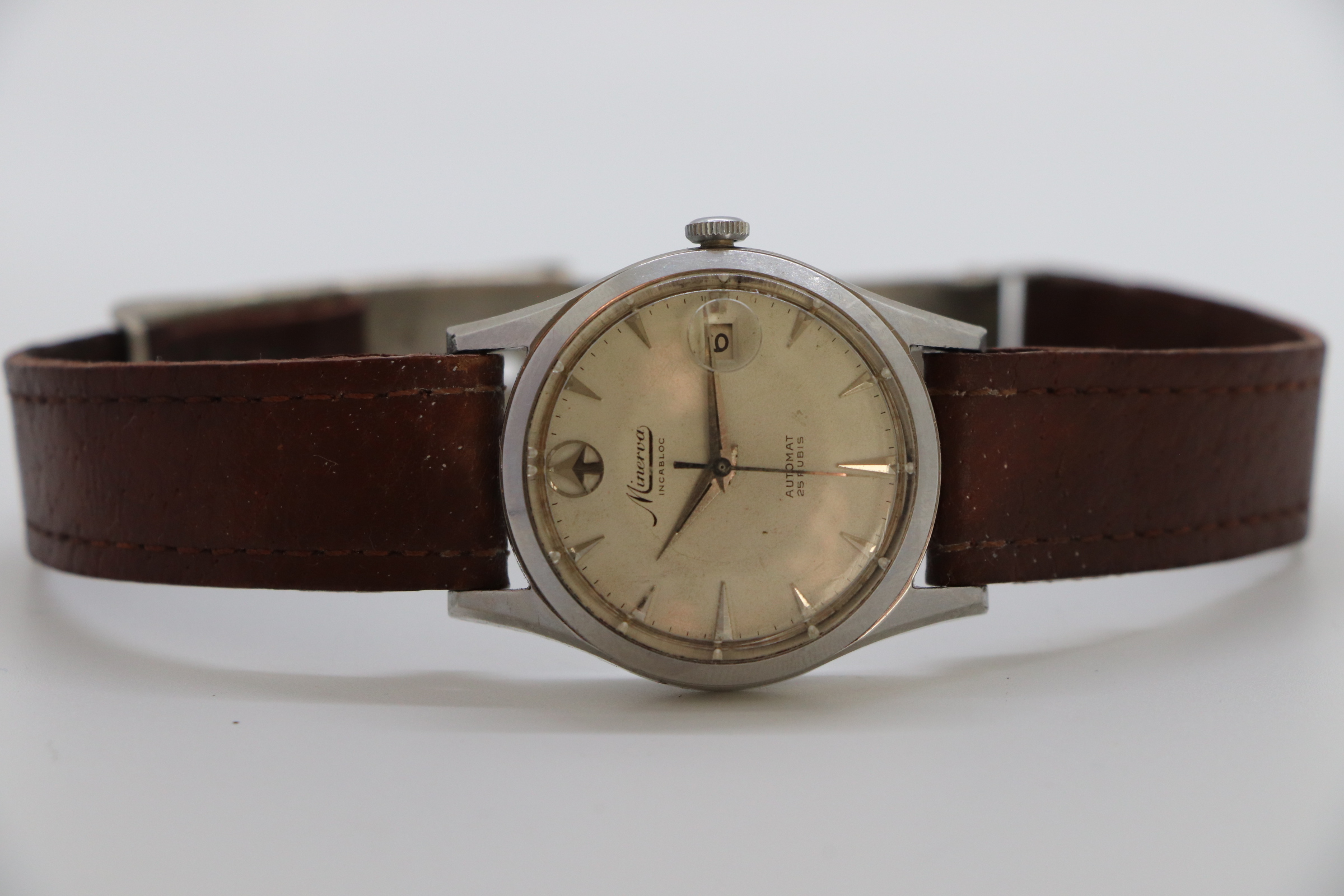 Minerva Vintage Wristwatch – 1956, Automatic, Steel Case, Original ...