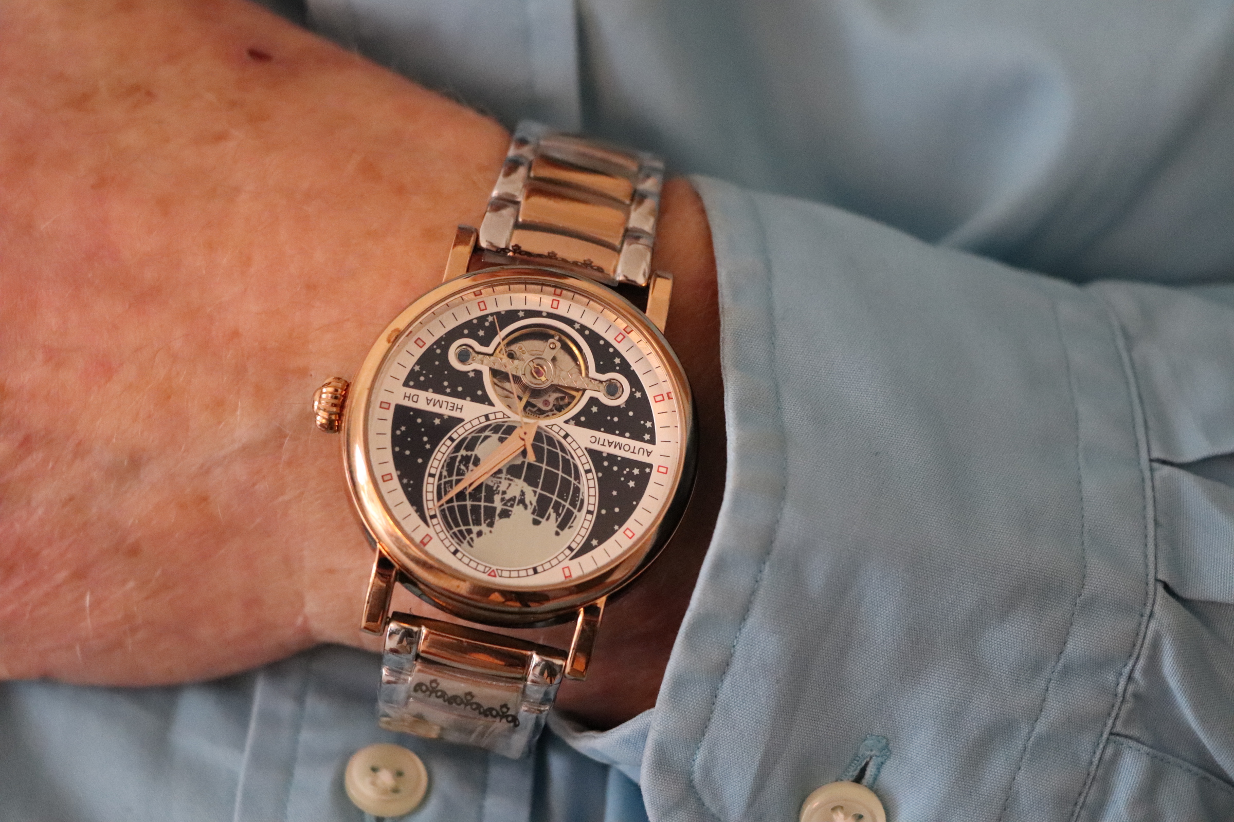 Helma DH Open Heart Military Automatic Watch 44mm Steel Case Sapphire ...