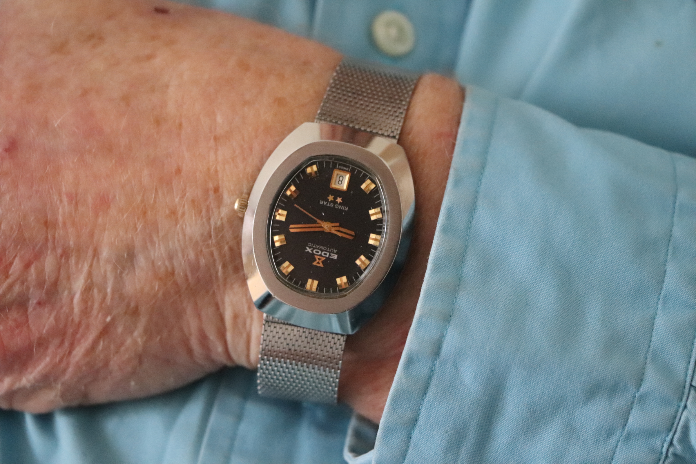 Vintage Edox Swiss Watch 55 Years Old Original Milanese Strap Flawless ...