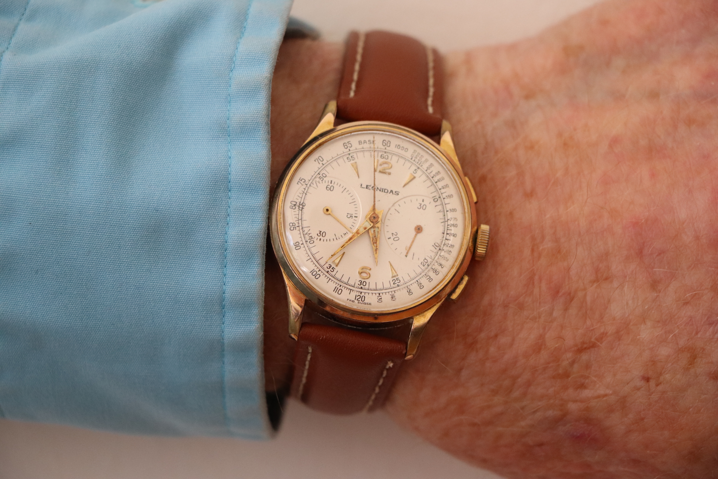 Leonidas Chronograph 1952, Swiss Landeron 248 Movement, 36mm Steel Case ...